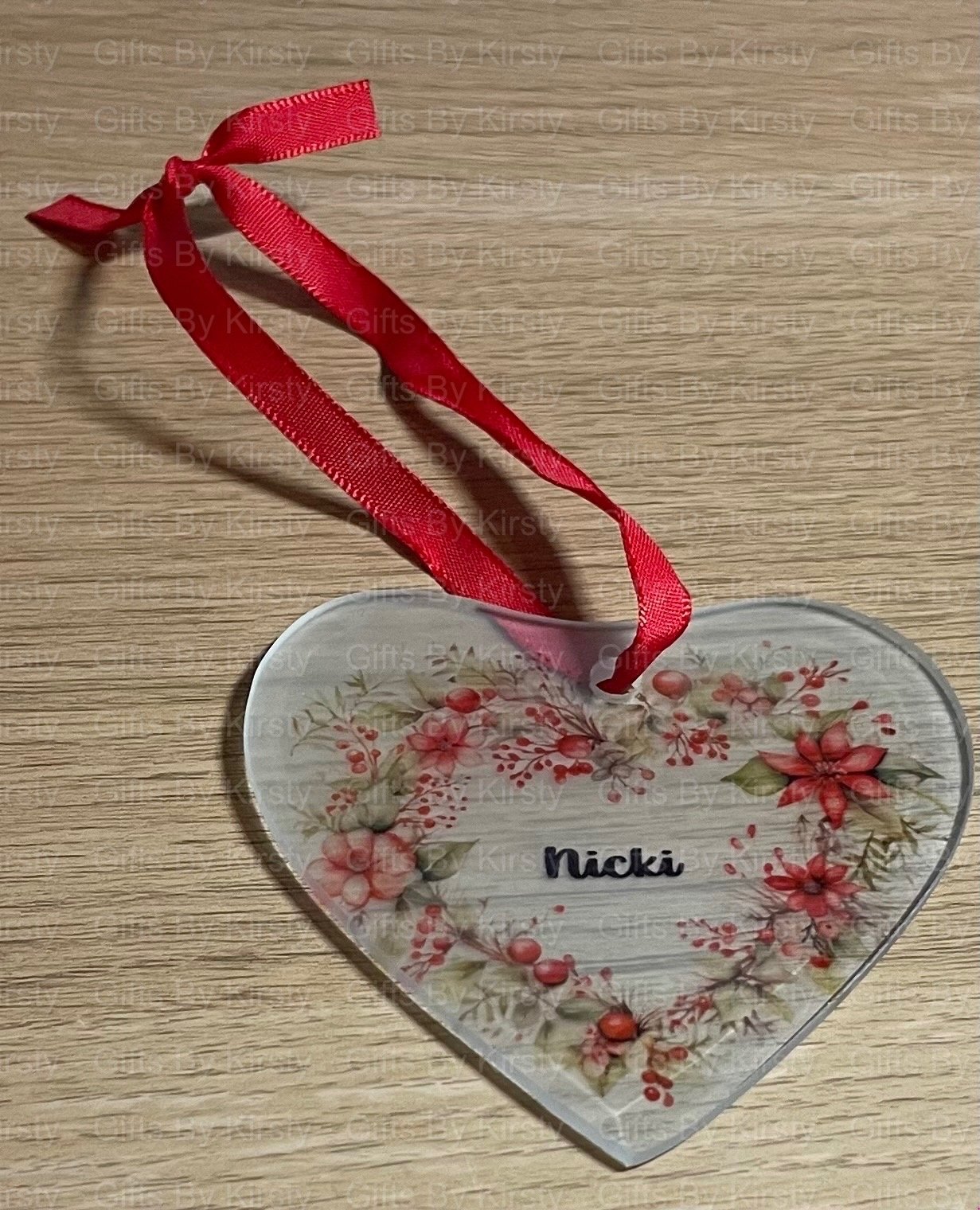 Watercolour Christmas Heart Shape Wreath Bundle x 12