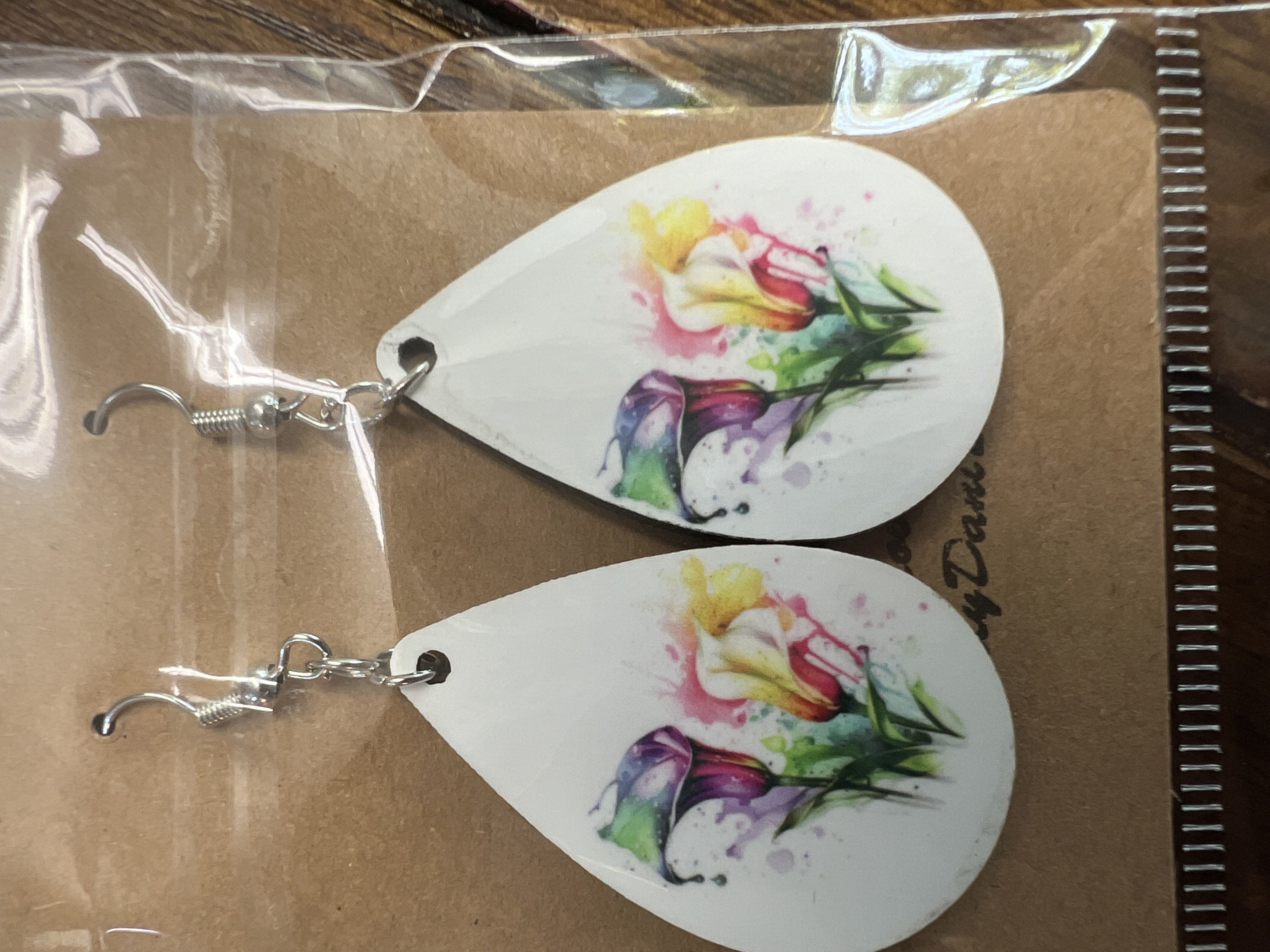 Rainbow Calla Lily Flowers Round Earrings | Sublimation Earr