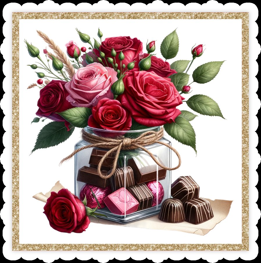 Valentines day clipart, Roses clipart, Chocolates