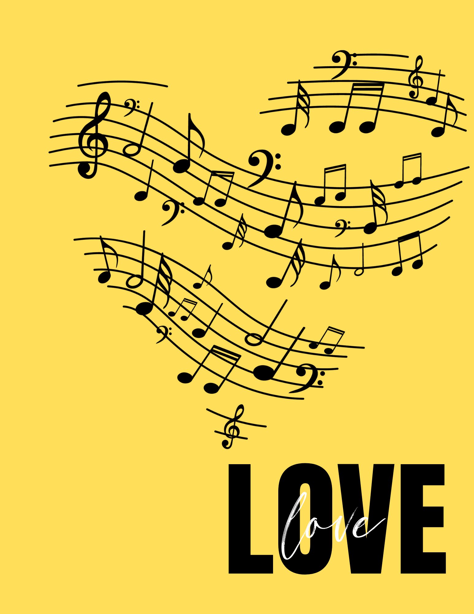 Music Note In Love Shape for T-Shirt Design