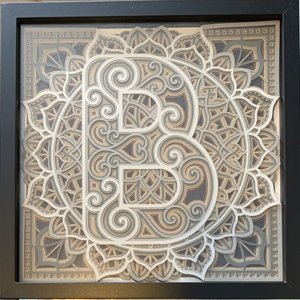 Mandala Letter B, Alphabet letter B pattern, Letter B SVG