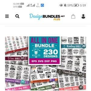 All in One Bundle 230 designs SVG EPS DXF PNG (923124)