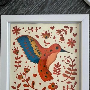 Hummingbird layered paper cut and flowers paper cut