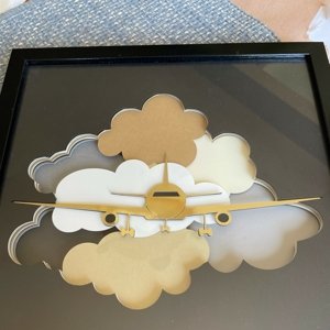 Airplane in the Sky Shadow Box - Paper Cutting