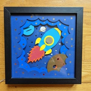 Rocket Ship 3D Shadow Box SVG Layered Paper Cut Template