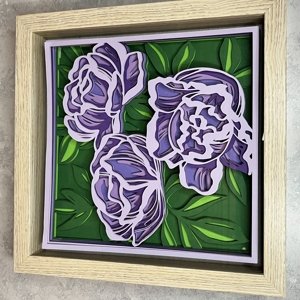 Peonies 3D Papercut Shadow box / Flowers paper cut