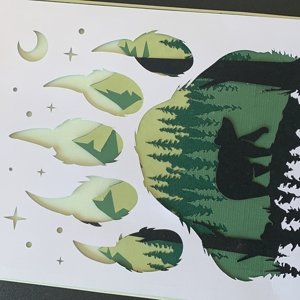 Layered papercut| Bear paper cut | Forest papercut