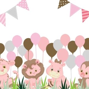 Pink Safari Baby Animals clipart, graphics, illustrations
