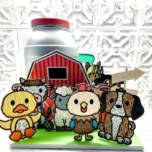 3D Farm Character Bundle, Layered Papercut SVG, 3D Tractor